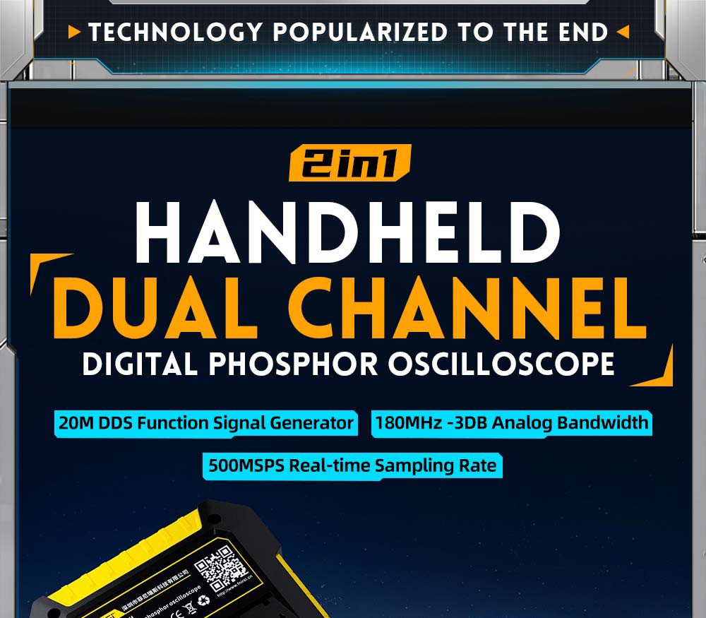 FNIRSI DPOX180H Digital Phosphor Oscilloscope EU Plug Yellow