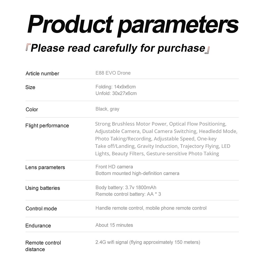 E88 EVO Brushless Motor Drone