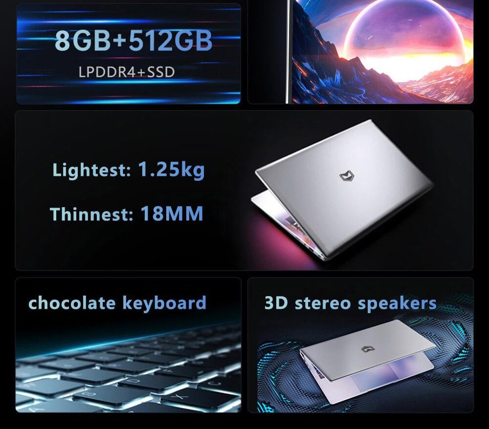 KUU Xbook-3 Laptop 8GB LPDDR4 512GB SSD