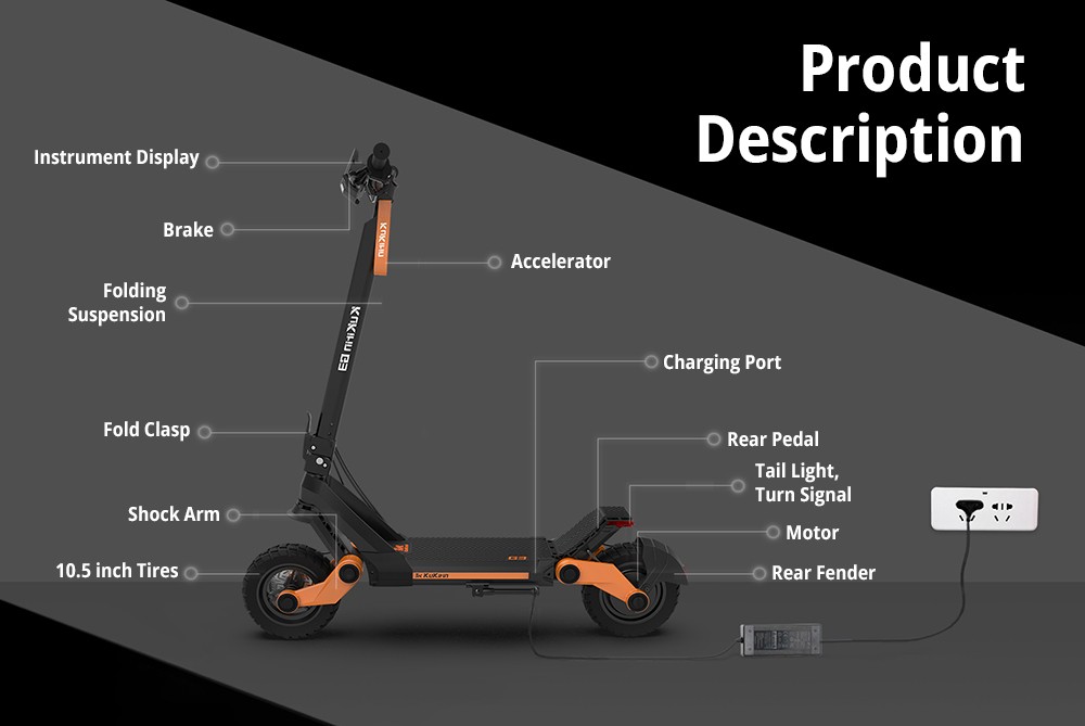 KuKirin G3 Off-road Electric Scooter 1200W Motor 52V 18Ah Battery
