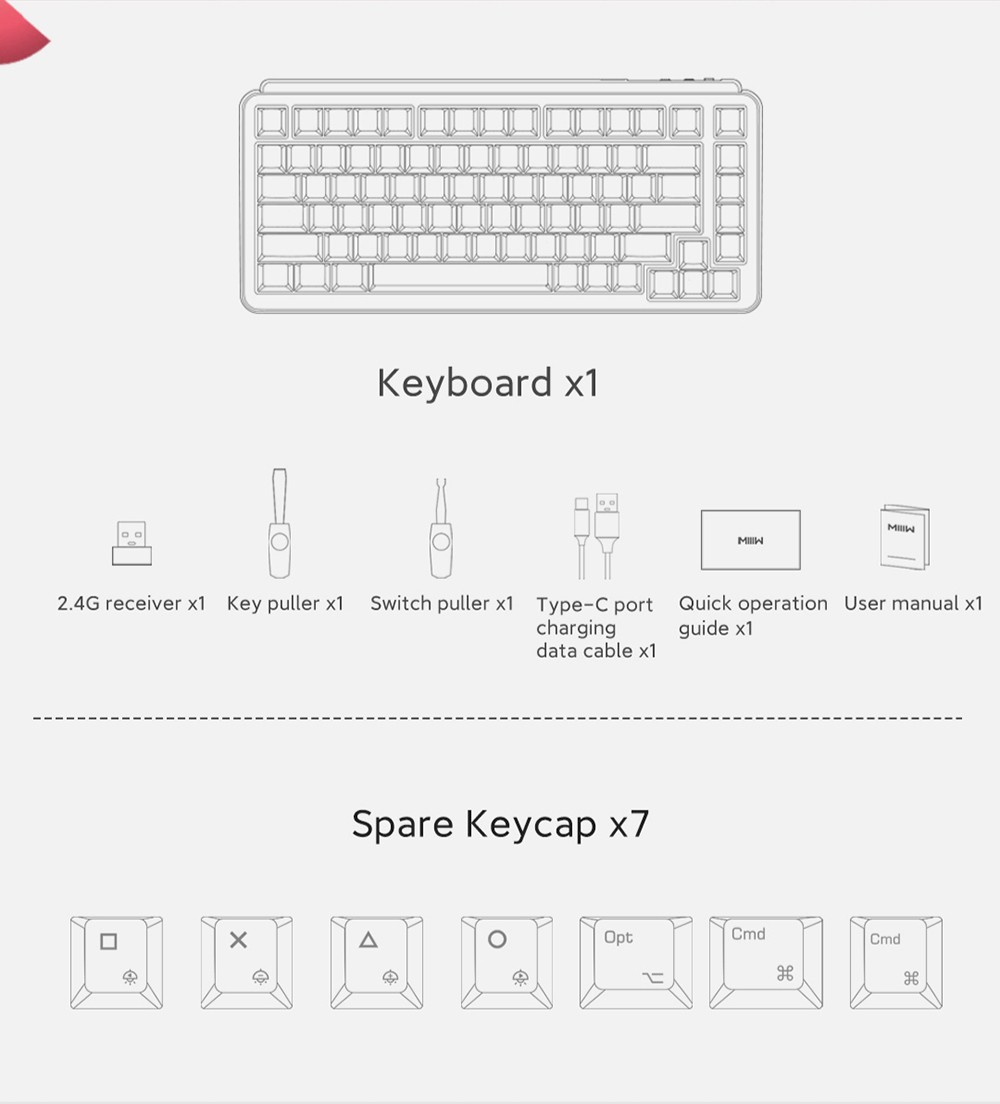 MIIIW Art Series Z830 Mechanical Keyboard 83 Keys Triple-mode Beige