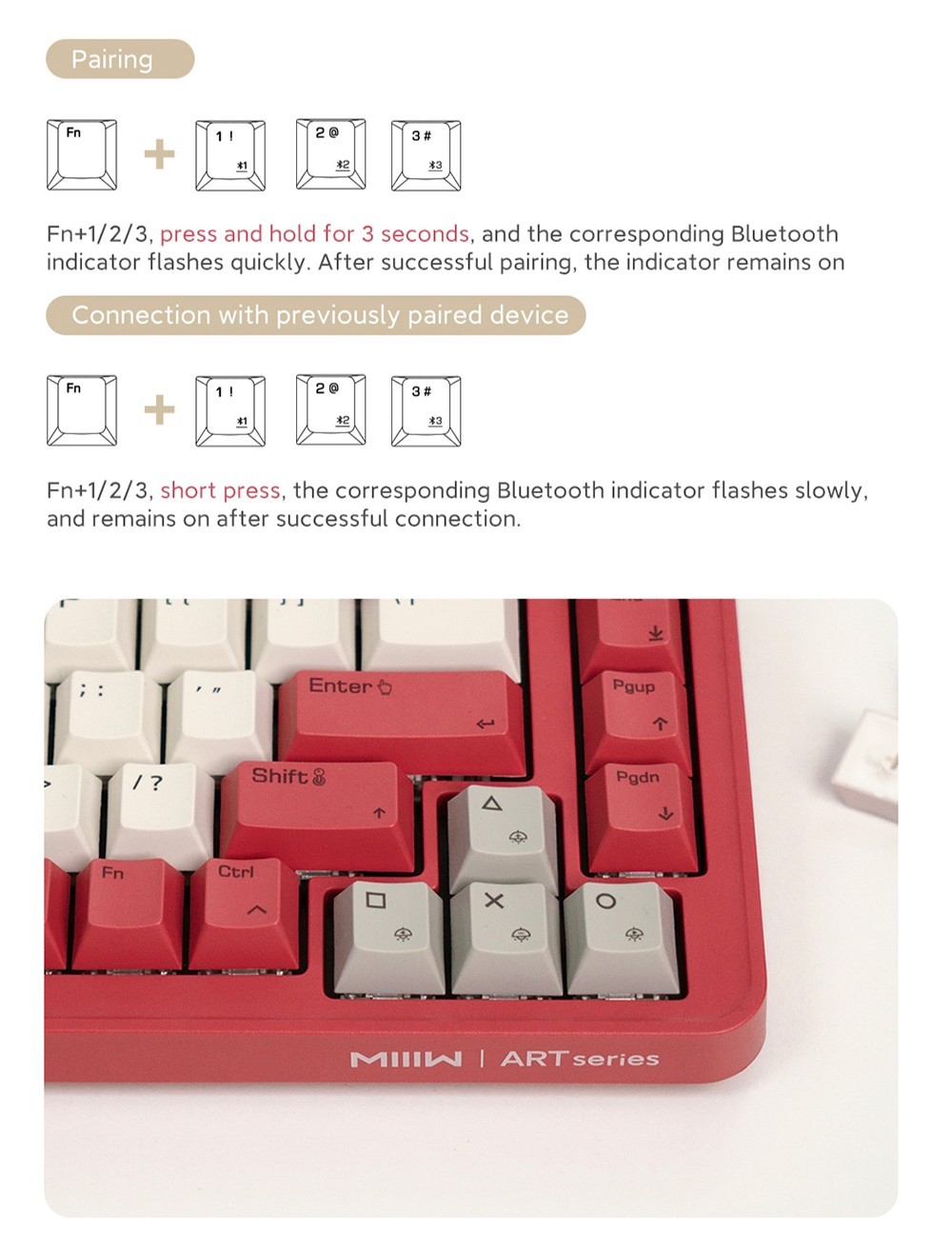 MIIIW Art Series Z830 Mechanical Keyboard 83 Keys Triple-mode Red
