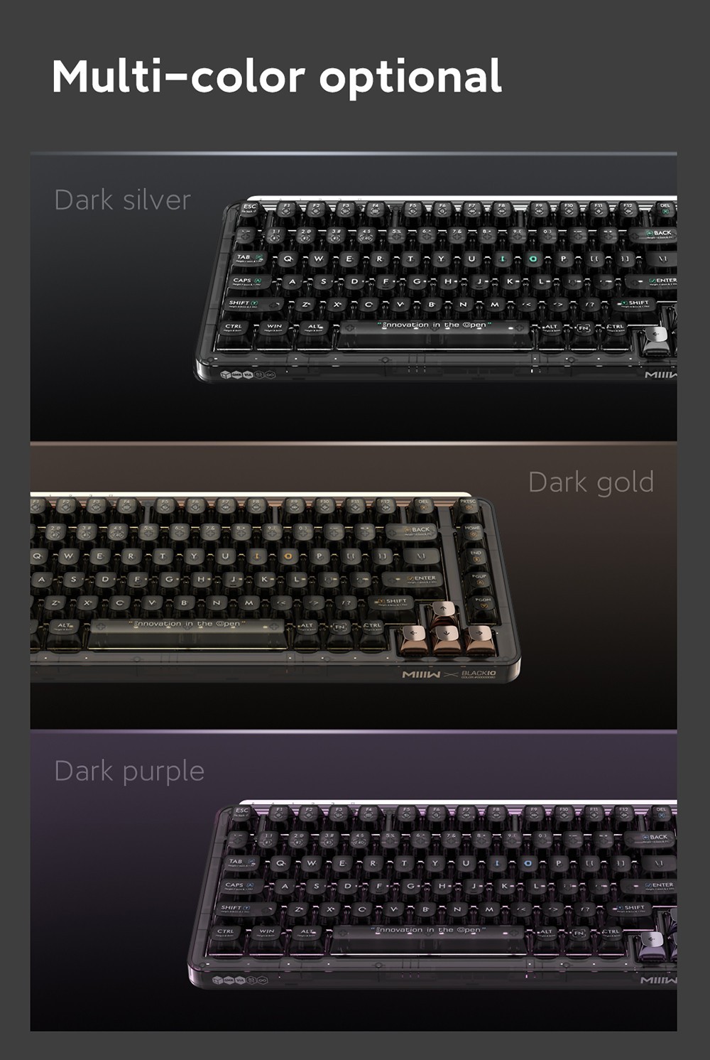 MIIIW BlackIO 83 Kailh Jellyfish Switch Mechanical Keyboard Silver