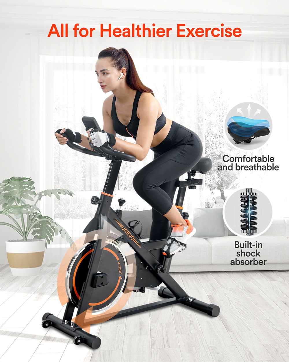 UREVO UR9SB00 Flywheel Indoor Exercise Bike