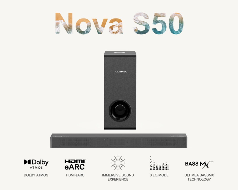 Ultimea Nova S50 Soundbar Subwoofer Kit Dolby Atmos Certification