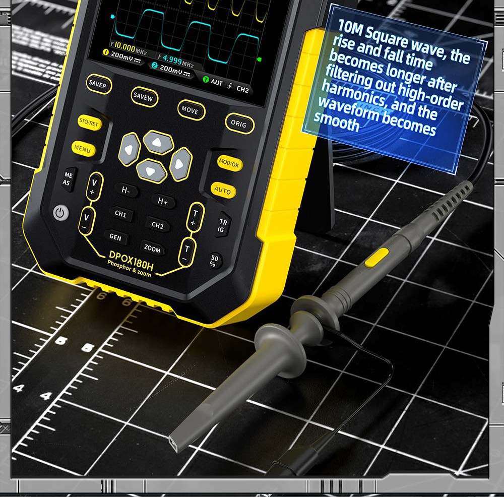FNIRSI DPOX180H Digital Phosphor Oscilloscope EU Plug Yellow
