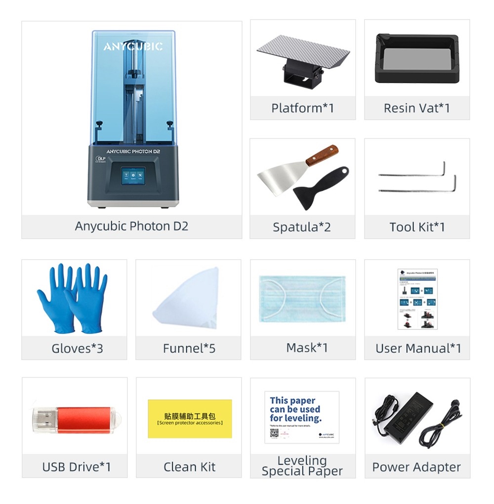 Anycubic Photon D2 Consumer DLP Resin 3D Printer