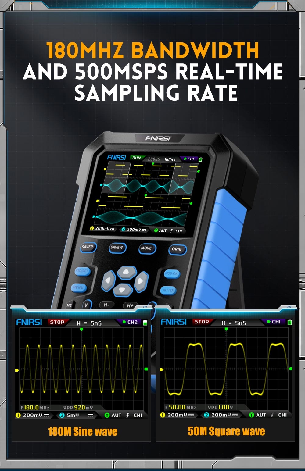 FNIRSI DPOX180H Digital Phosphor Oscilloscope US Plug