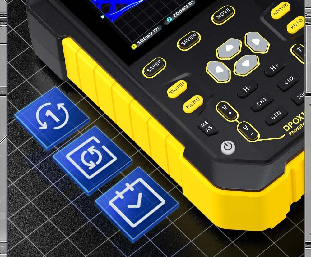 FNIRSI DPOX180H Digital Phosphor Oscilloscope US Plug Yellow