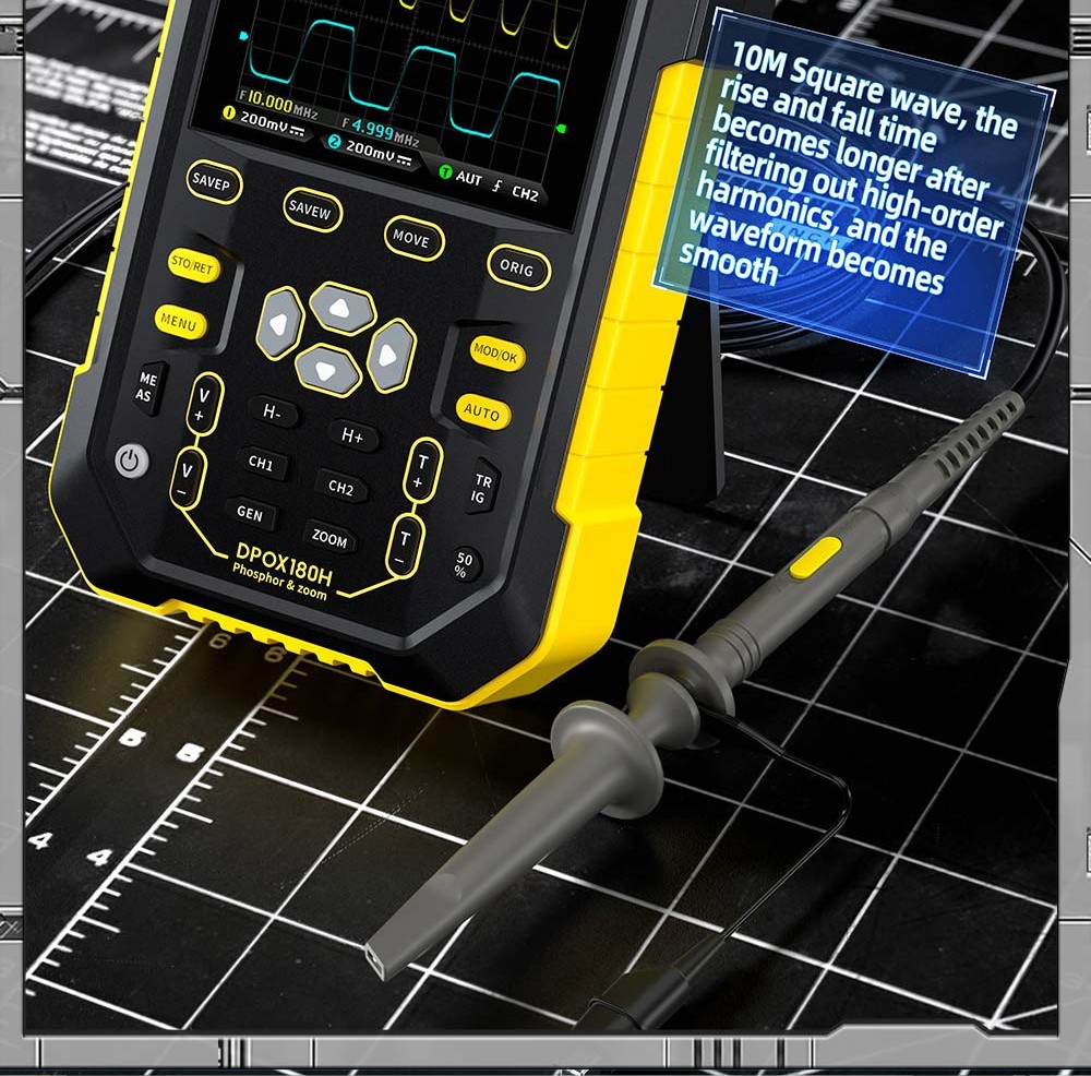 FNIRSI DPOX180H Digital Phosphor Oscilloscope US Plug Yellow