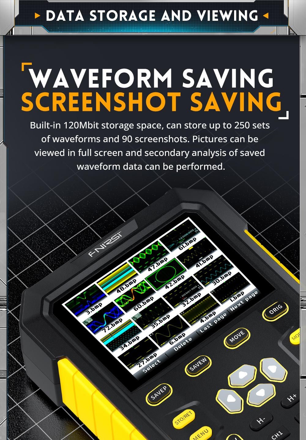 FNIRSI DPOX180H Digital Phosphor Oscilloscope US Plug Yellow