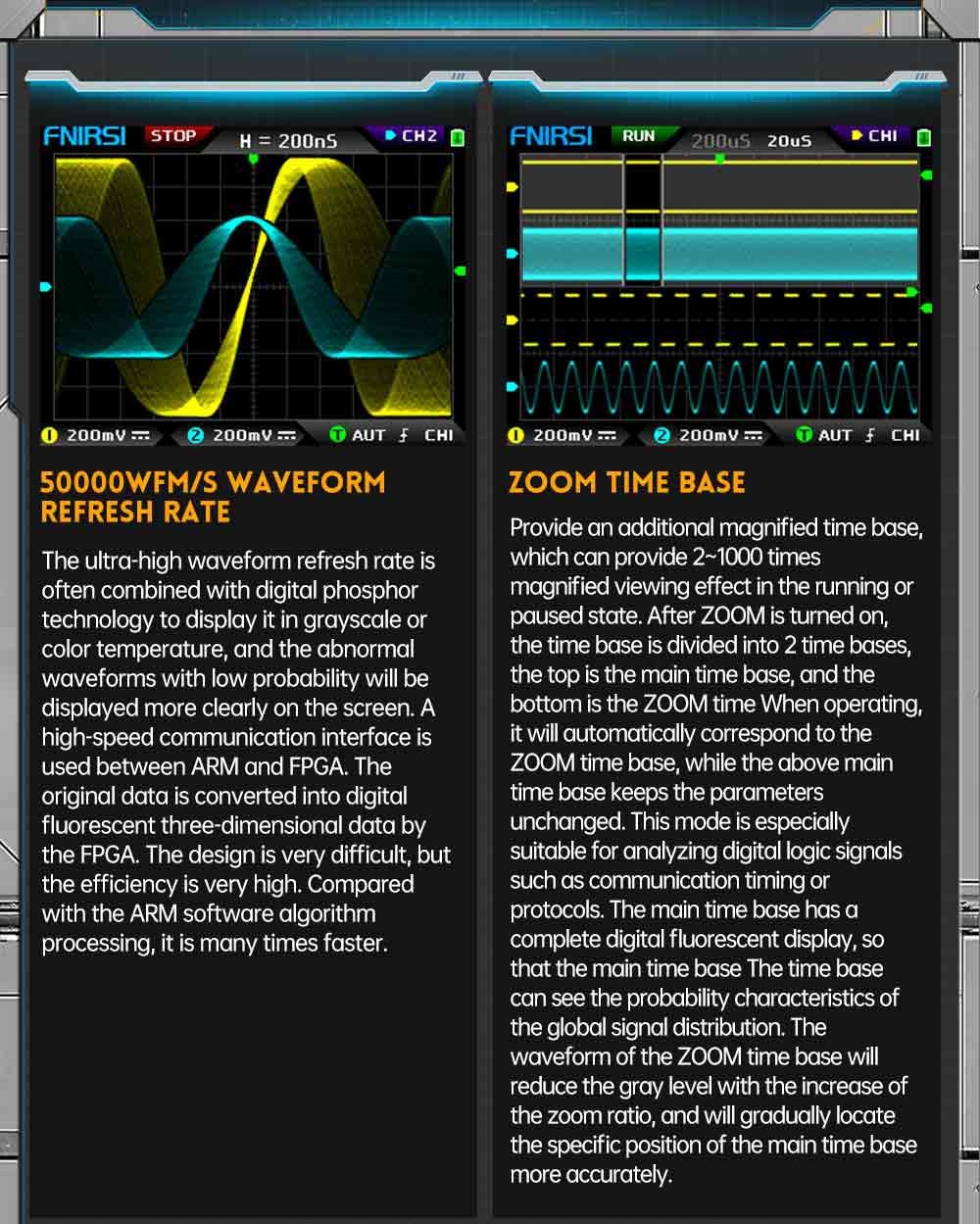 FNIRSI DPOX180H Digital Phosphor Oscilloscope US Plug Yellow