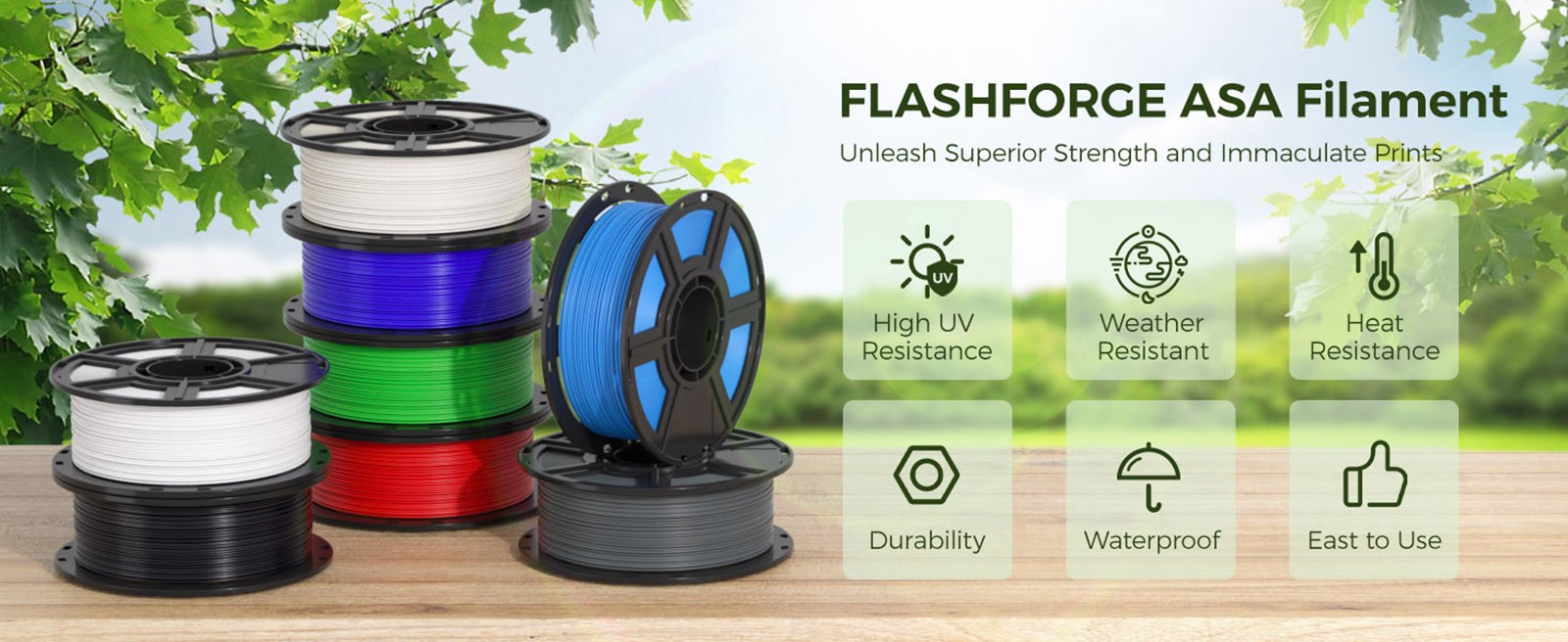 3kg Flashforge ASA 3D Printing Filament White Black Natural Color