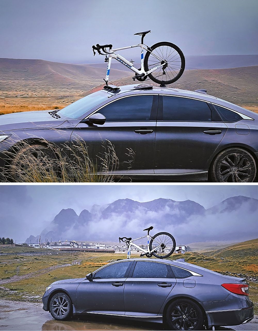 ROCKBROS Suction Cup Bike Rack for Car Roof Top - Black