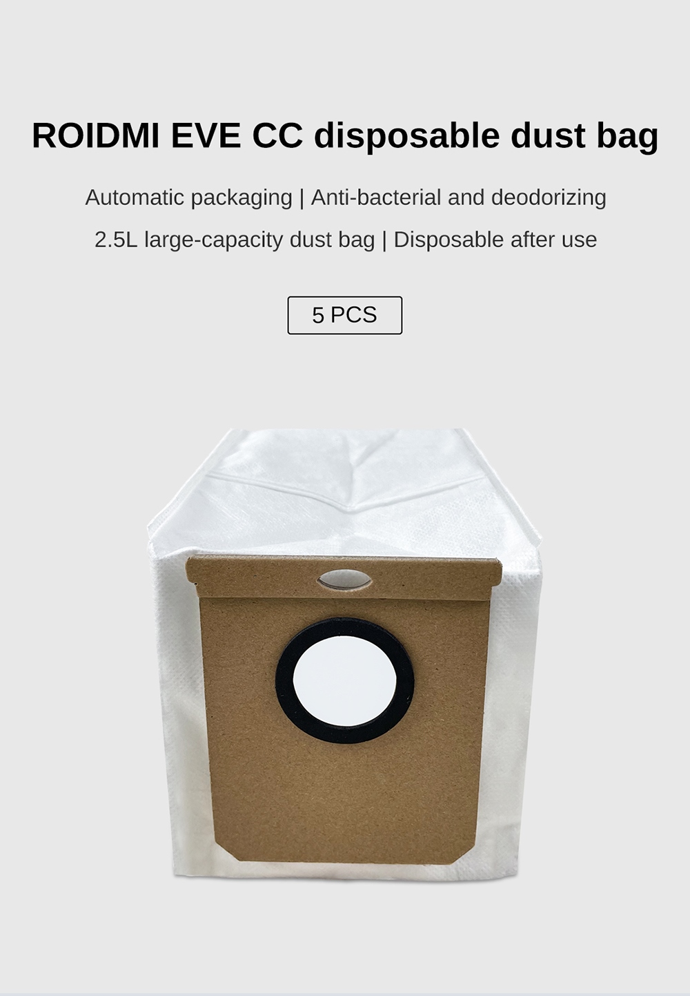 5Pcs Dust Bags for ROIDMI EVE CC Robot Vacuum Cleaner