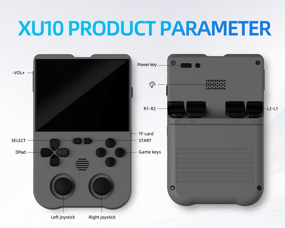 AMPOWN XU10 Handheld Game Console, 128GB - Grey