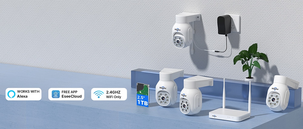 Hiseeu 5MP Wireless PTZ Security Camera System