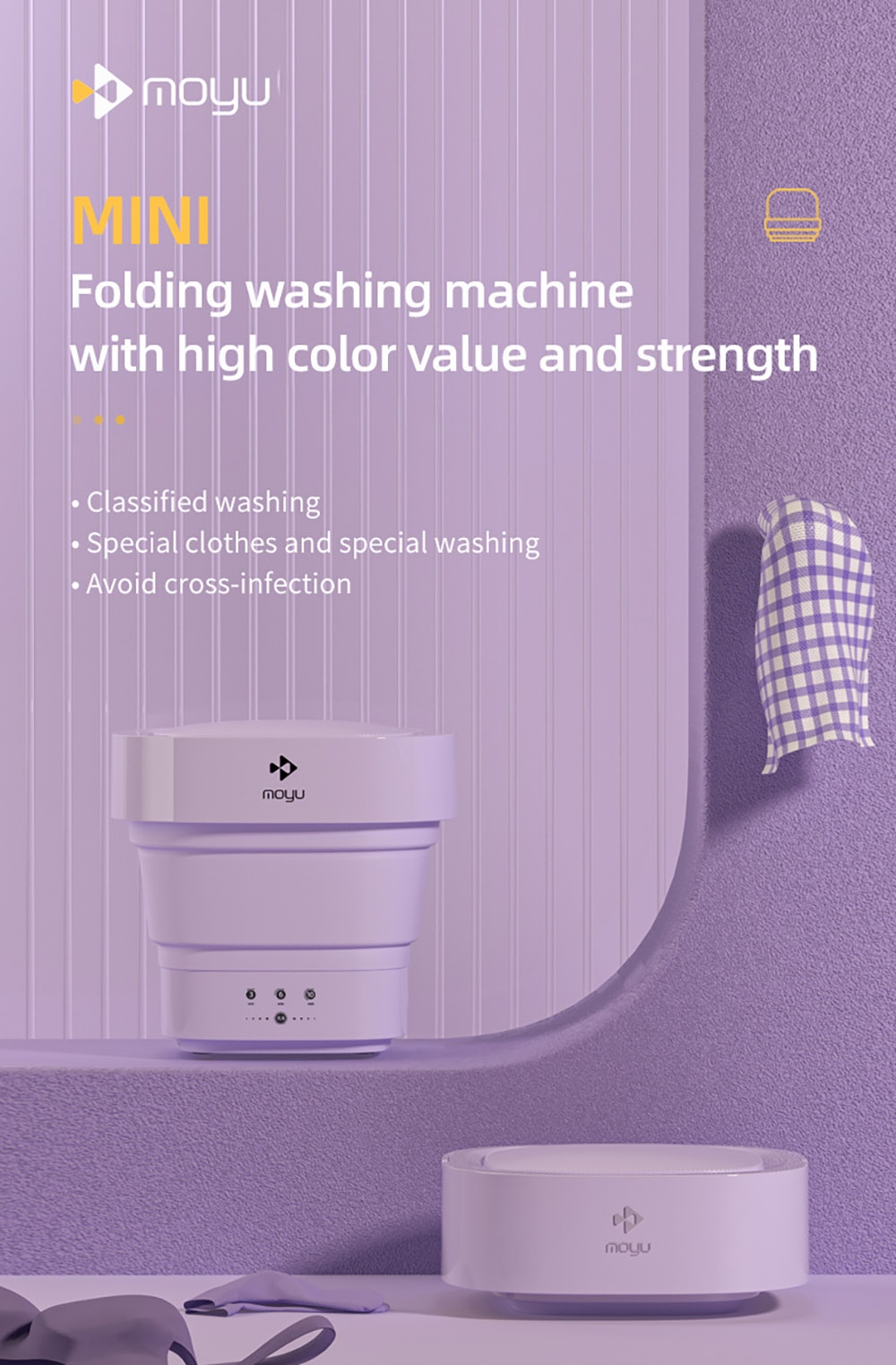 MOYU MINI01-M Mini Portable Clothes Washing Machine Purple