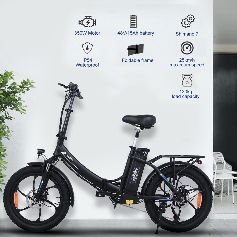 ONESPORT OT16 Electric Bike 20 inch 48V 15Ah 25km/h 350W Motor - Black