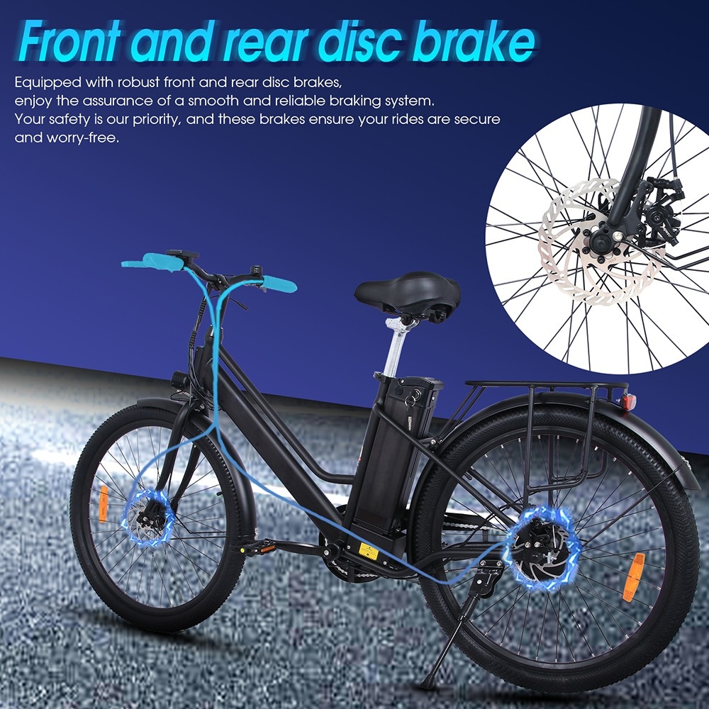 OT18 Electric Bike 26 inch 350W Motor 25km/h Speed 36V 14.4Ah - Black