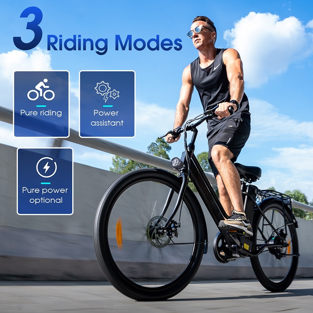 OT18 Electric Bike 26 inch 350W Motor 25km/h Speed 36V 14.4Ah - Black