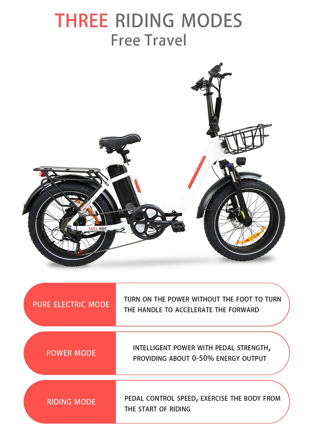 BAOLUJIE DZ2030 Electric Bike 500W Motor 48V 13AH 40km/h Speed - White