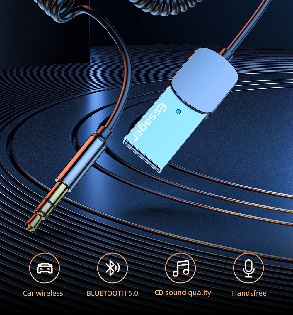 ESSAGER Bluetooth 5.0 Aux Adapter for Car