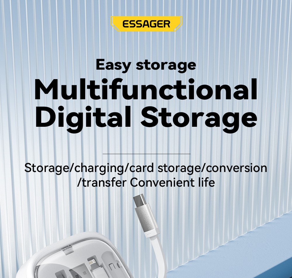 ESSAGER Type-C To Type-C Data Cable with Storage Box White