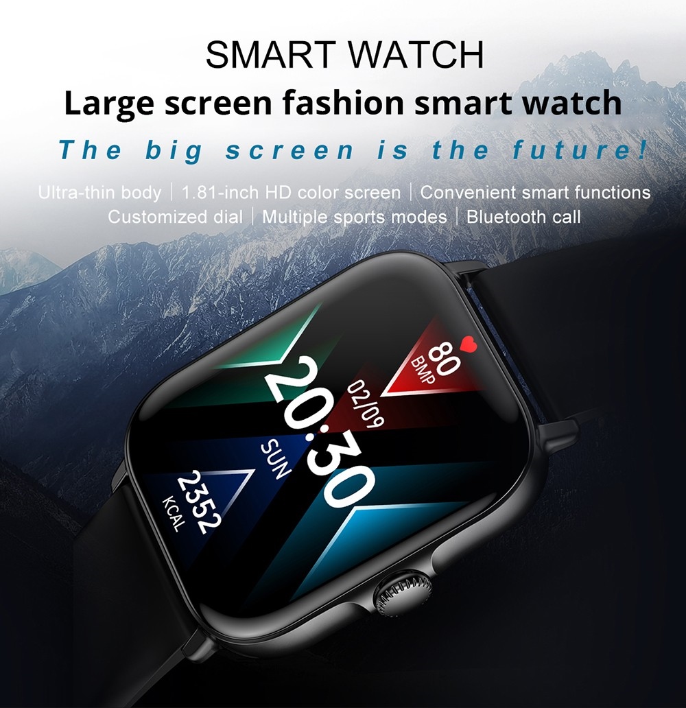 T12 Smartwatch Heart Rate Sleep Monitoring - Black