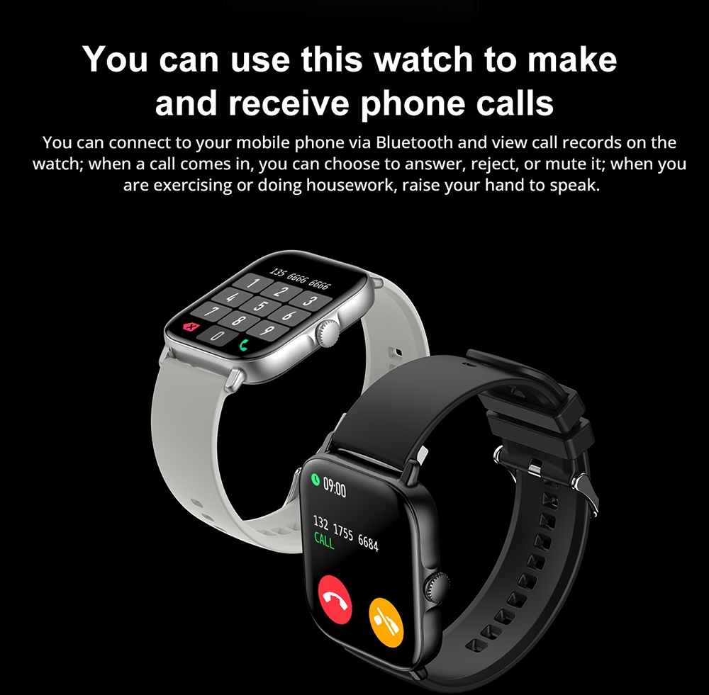 T12 Smartwatch Heart Rate Sleep Monitoring - Black