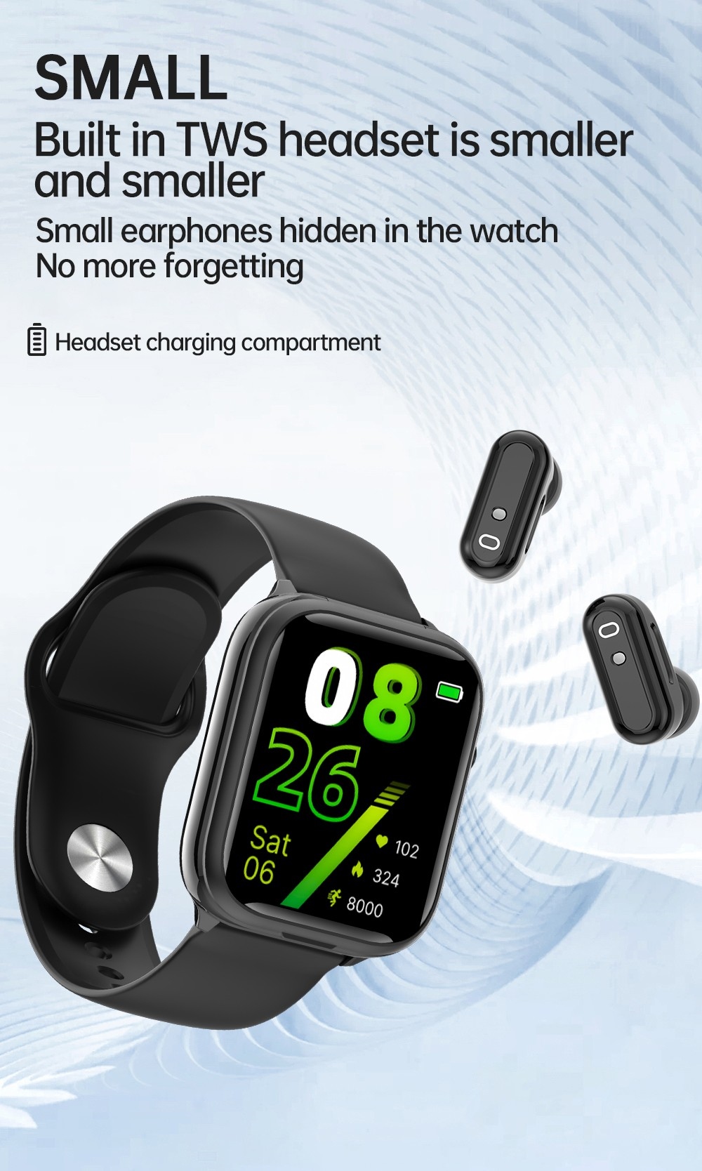 X8S 2 in 1 Smartwatch with TWS Earbuds