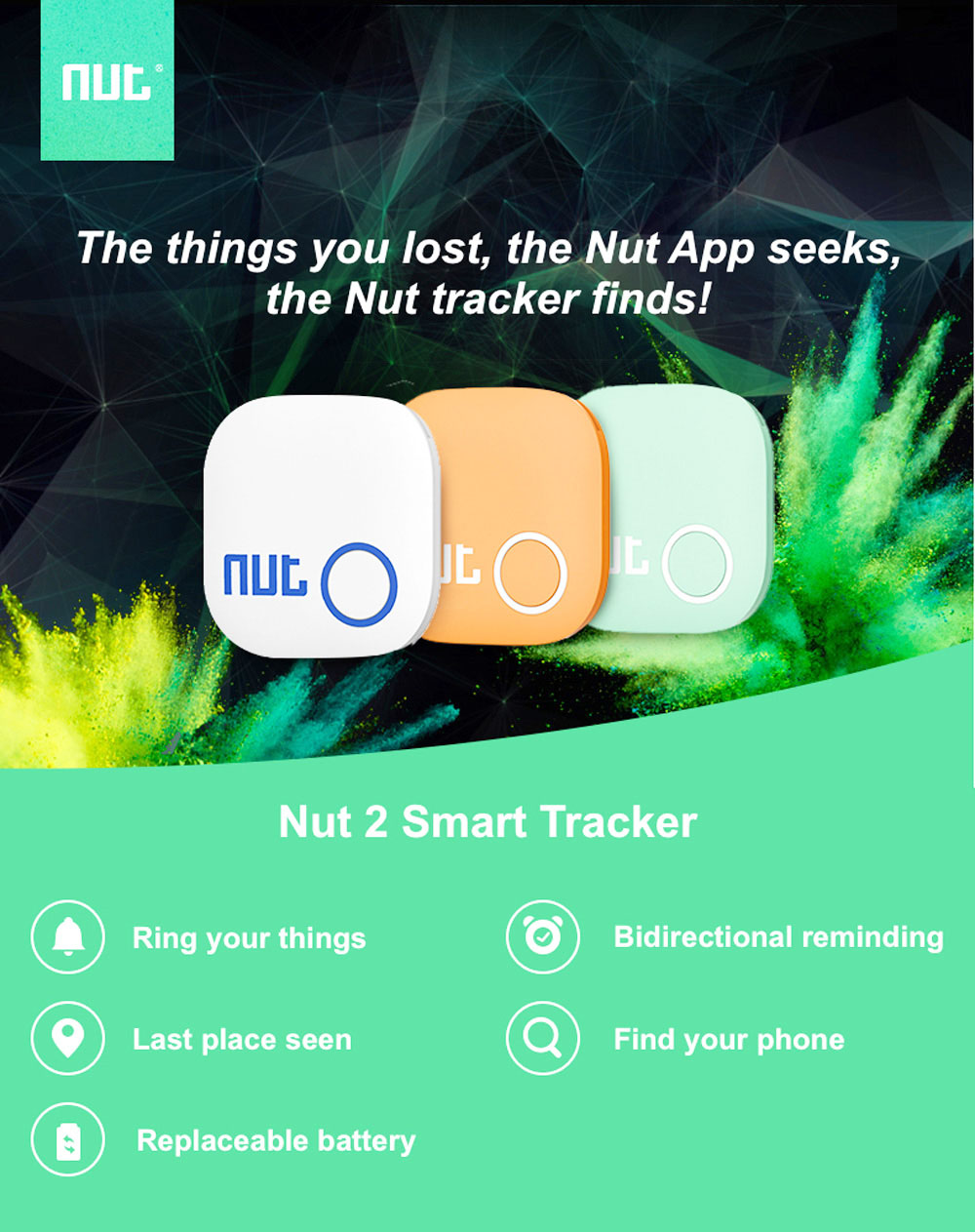 Nut 2 F5D Finder Mini Bluetooth Tracker White