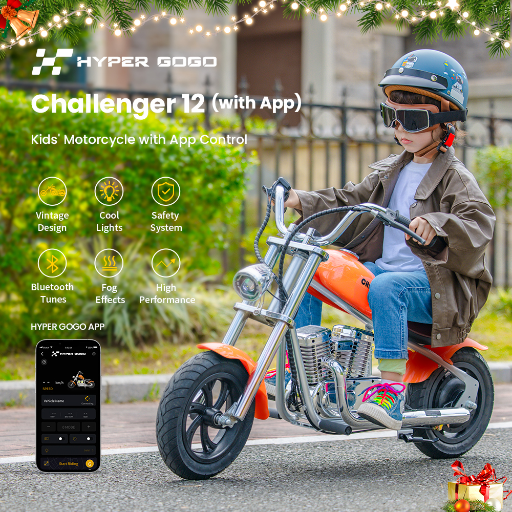 HYPER GOGO Challenger 12 Plus with App Electric Motorcycle for Kids
