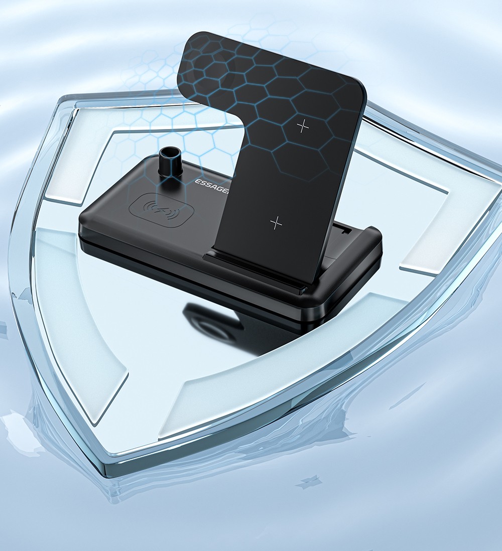 ESSAGER 4 in 1 Desktop Wireless Charger Phone Stand