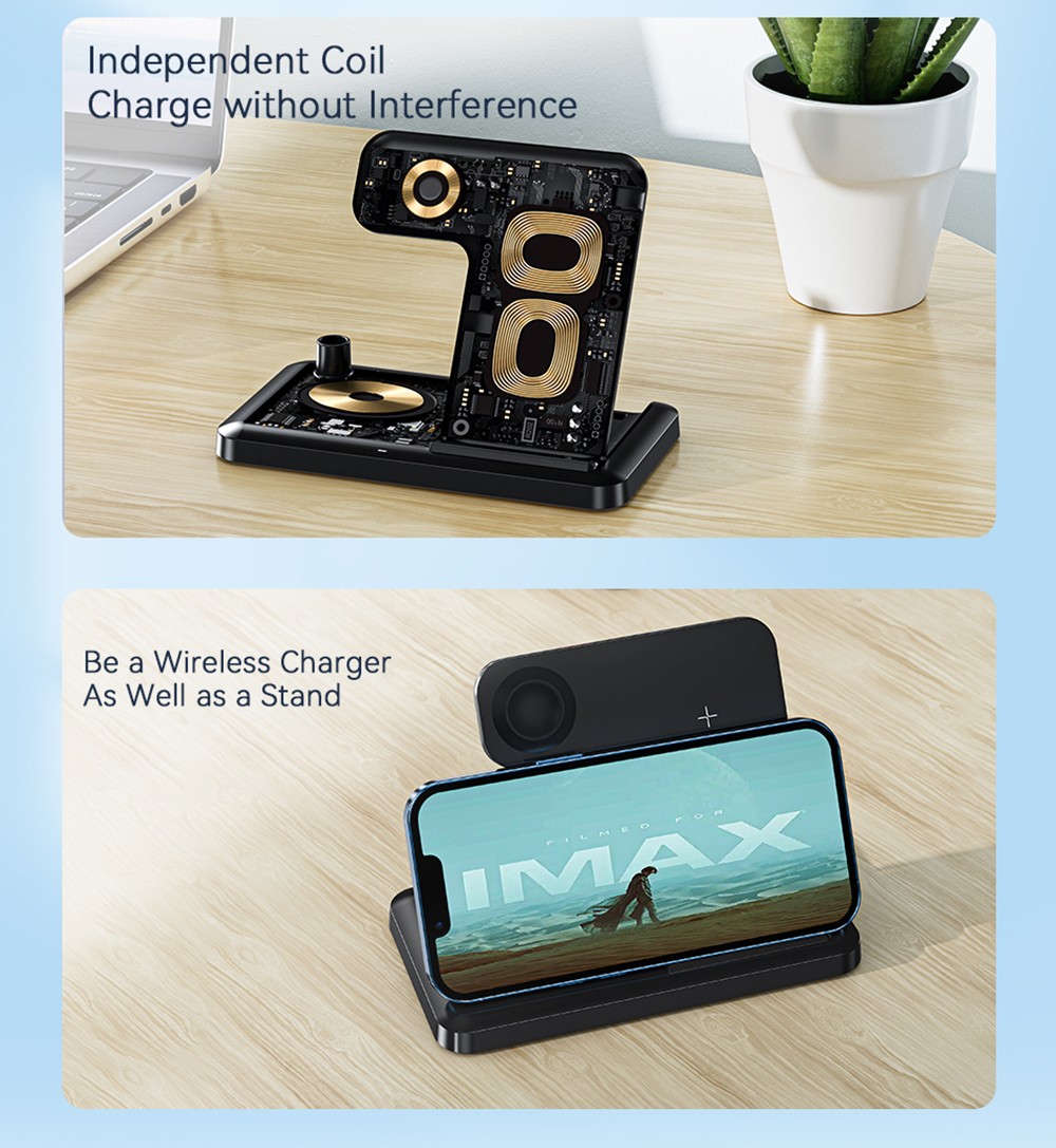 ESSAGER 4 in 1 Desktop Wireless Charger Phone Stand