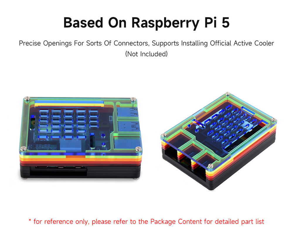 Rainbow Acrylic Case for Raspberry Pi 5