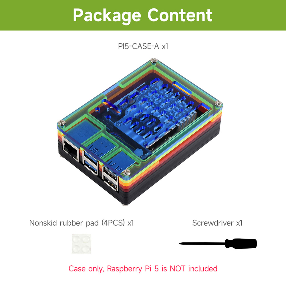 Rainbow Acrylic Case for Raspberry Pi 5