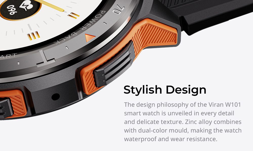 FOSSiBOT VIRAN W101 Smartwatch AMOLED Display Coffee Color