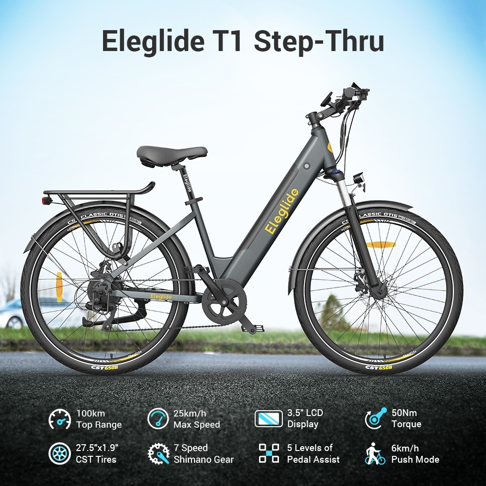 Eleglide T1 STEP-THRU Electric Trekking E-Bike 27.5“ 25Km/h Max 100KM IPX4 | Poland