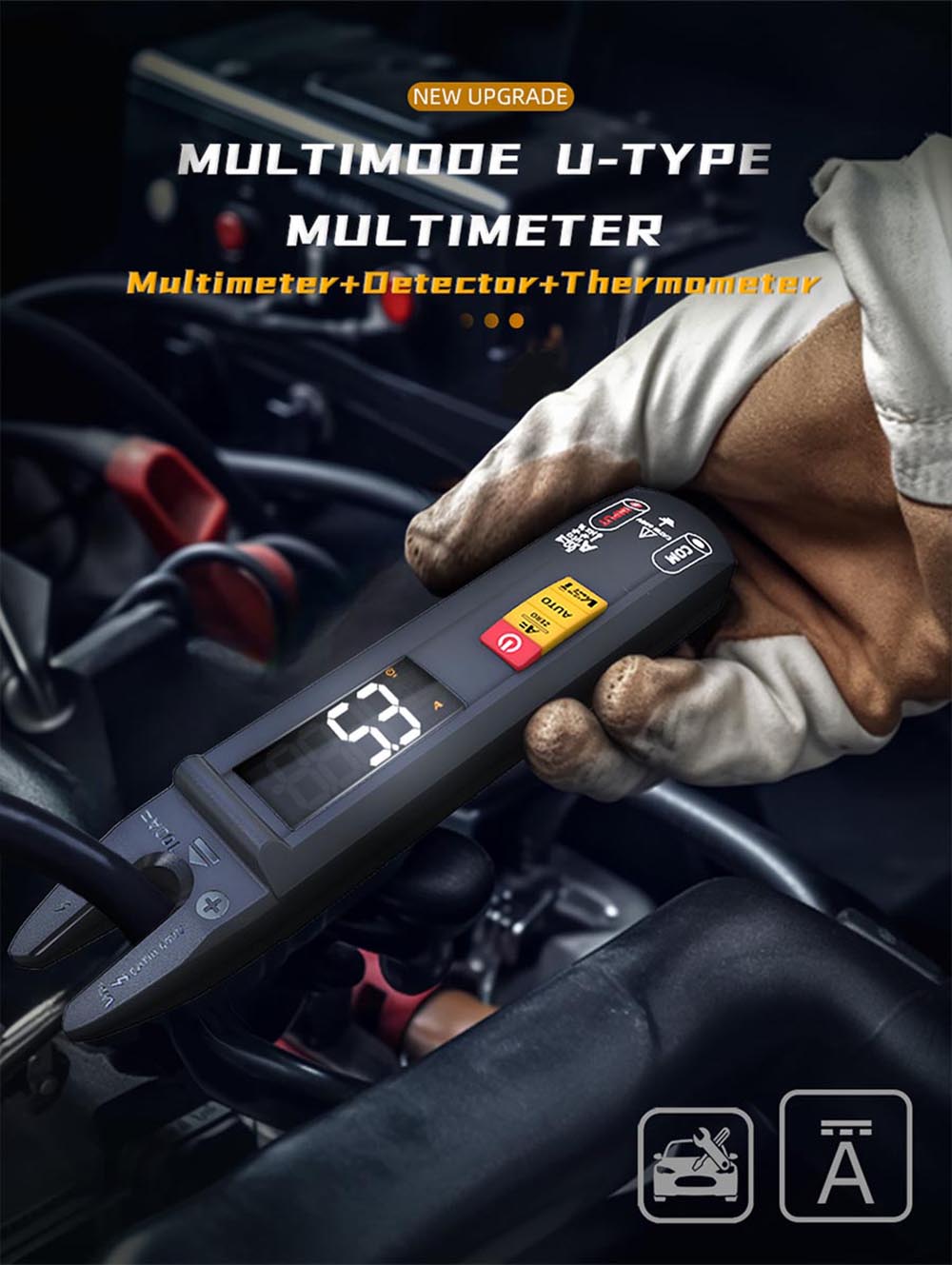 BSIDE U1 Digital Clamp Multimeter with Tester Probe+Alligator Clip