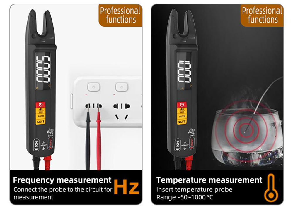 BSIDE U1 Digital Clamp Multimeter with Tester Probe+Alligator Clip