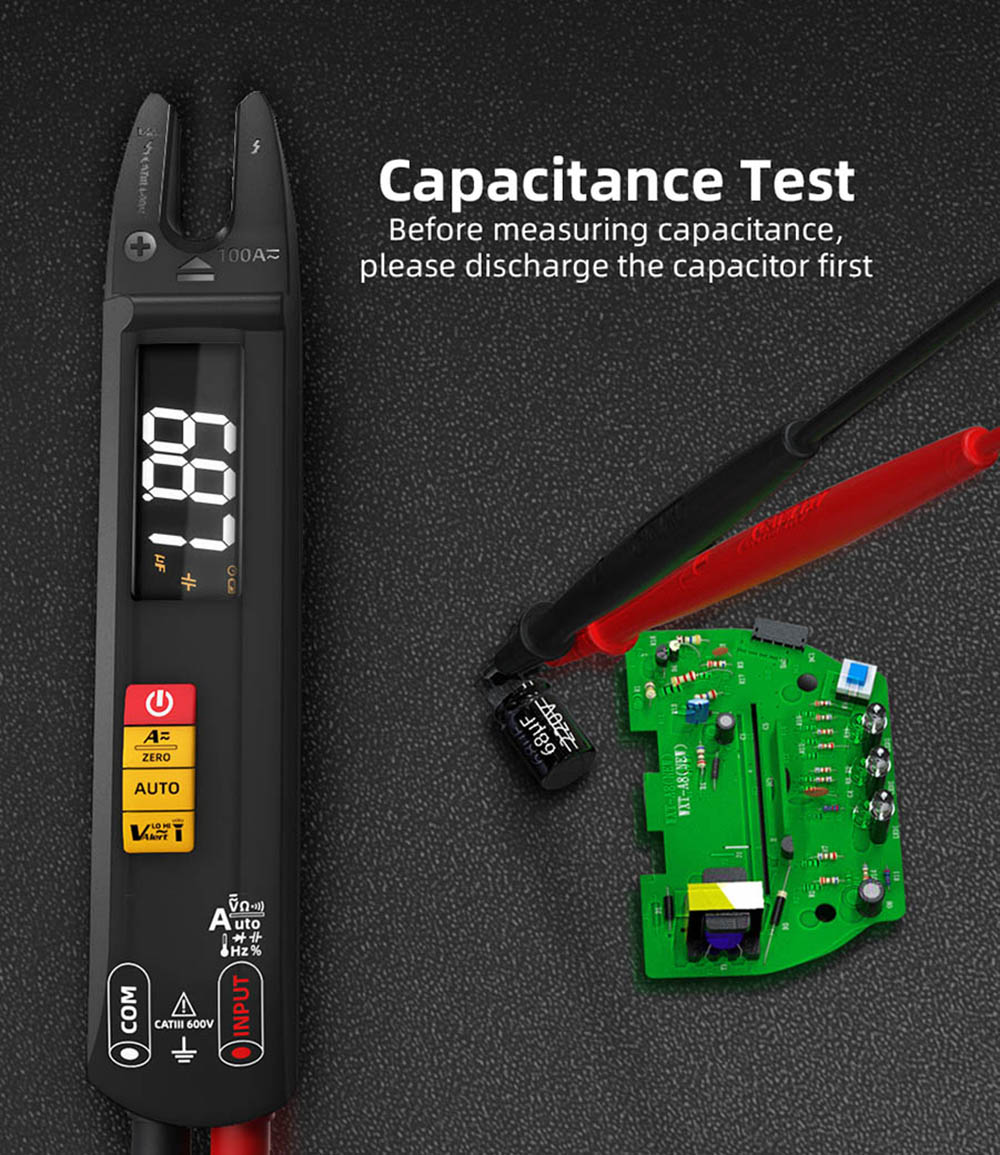 BSIDE U1 Digital Clamp Multimeter with Tester Probe+Alligator Clip