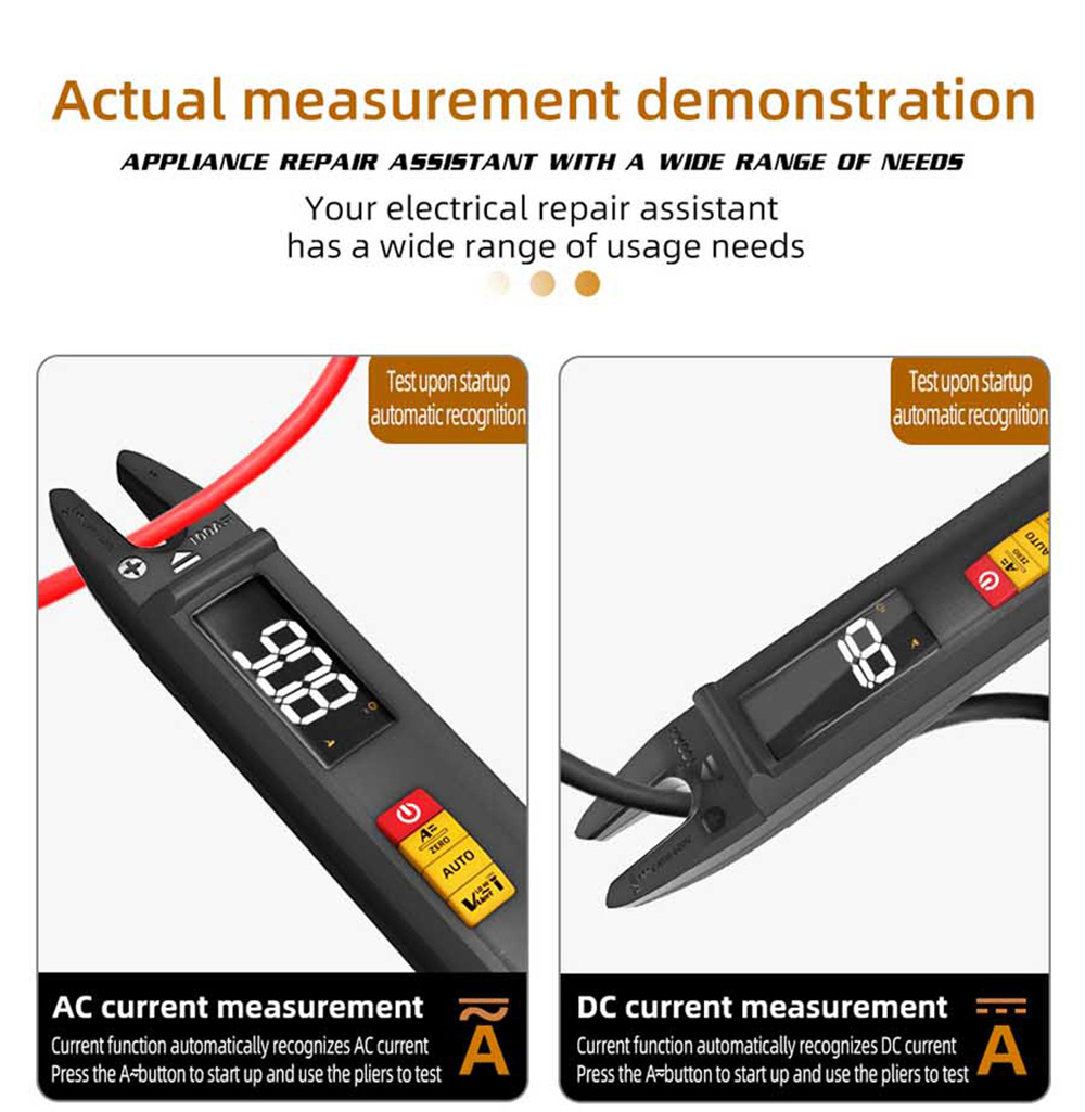 BSIDE U1 Digital Clamp Multimeter with Tester Probe+Alligator Clip