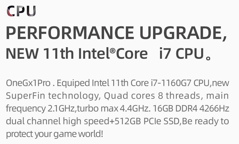 One Netbook OneGx1 Pro Gaming Laptop i7-1160G7 16GB 1TB Black