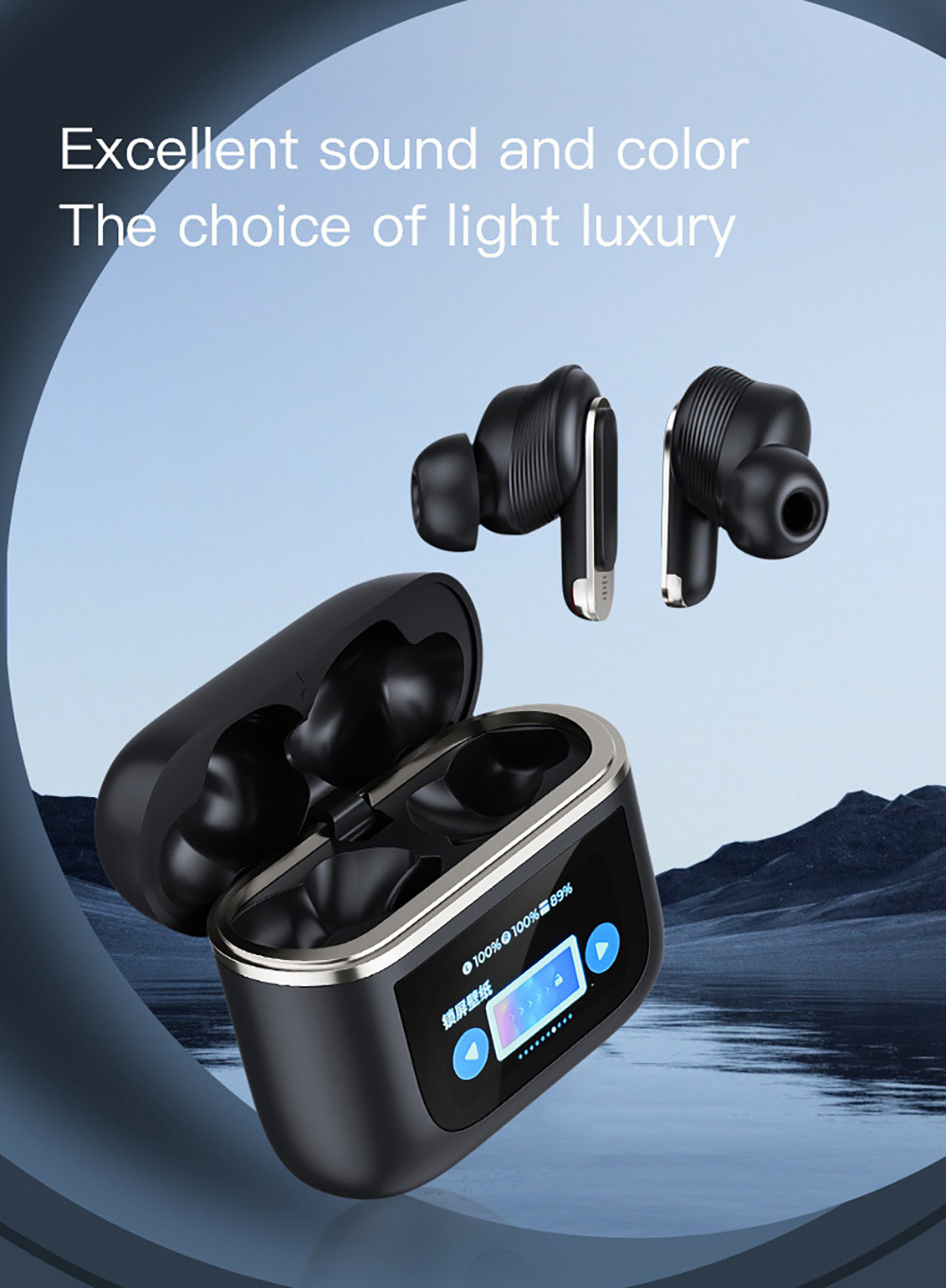 Smart Touchscreen Bluetooth Earbuds Black