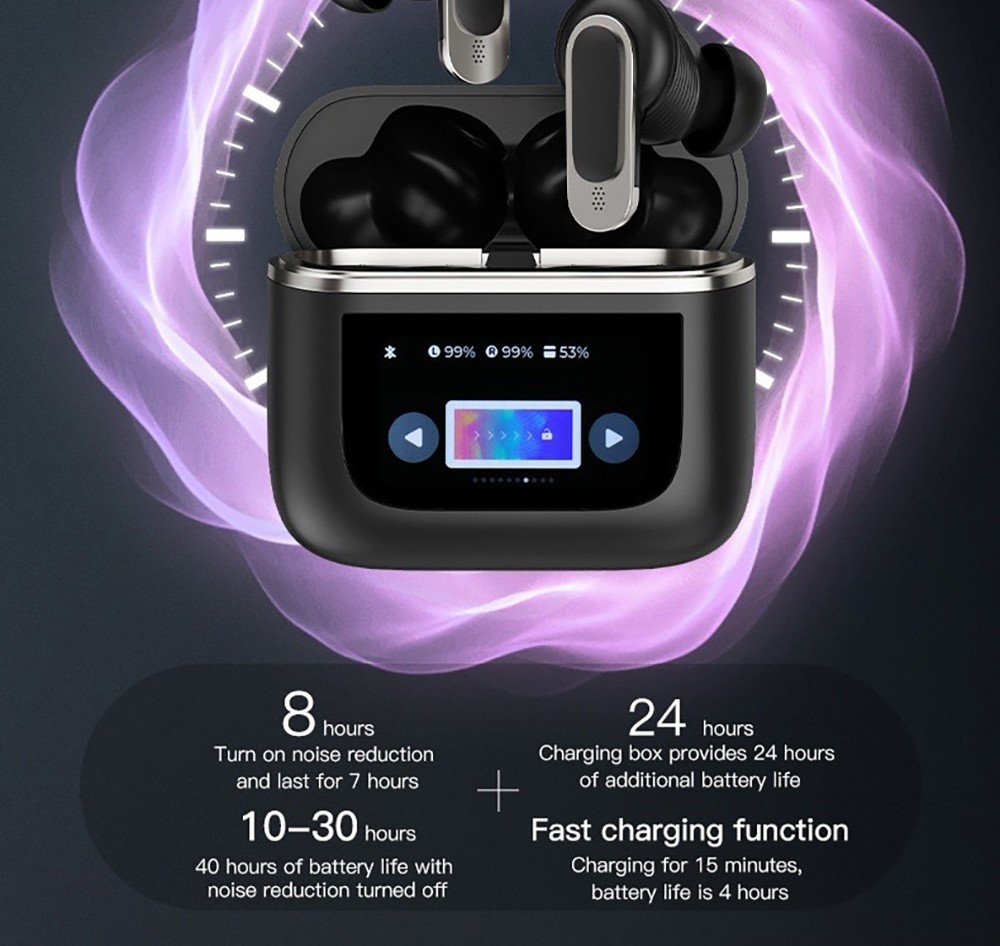 Smart Touchscreen Bluetooth Earbuds Black