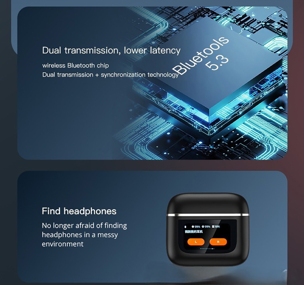 Smart Touchscreen Bluetooth Earbuds Golden