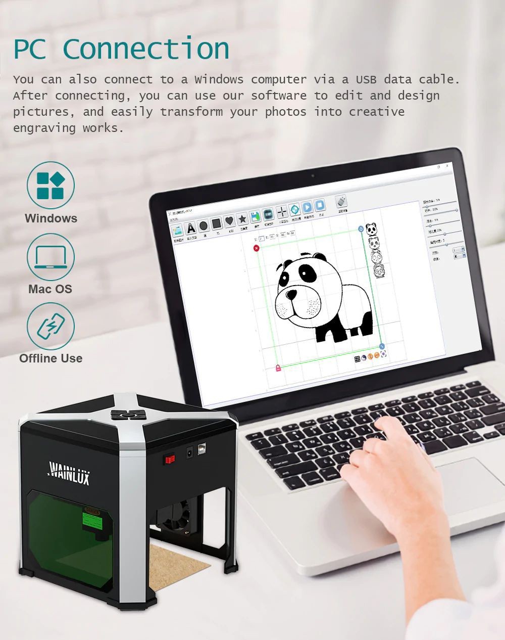 WAINLUX K6 Mini Laser Engraver Cutter UK Plug