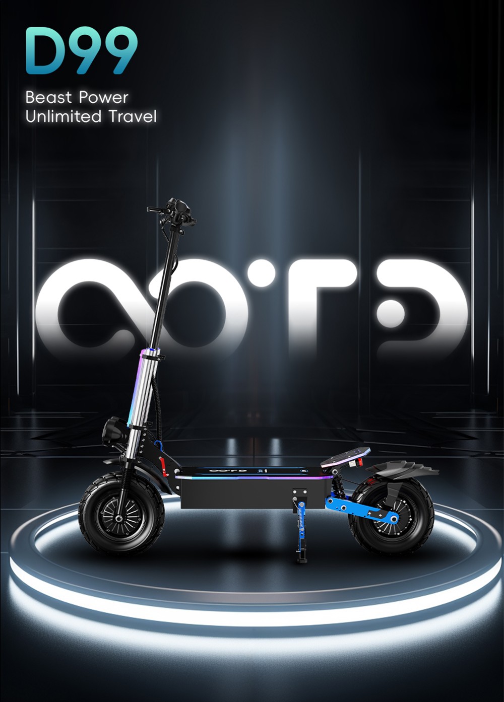 OOTD D99 Electric Scooter 13 Inch 60V 40Ah 85km/h 3000W*2 Motors