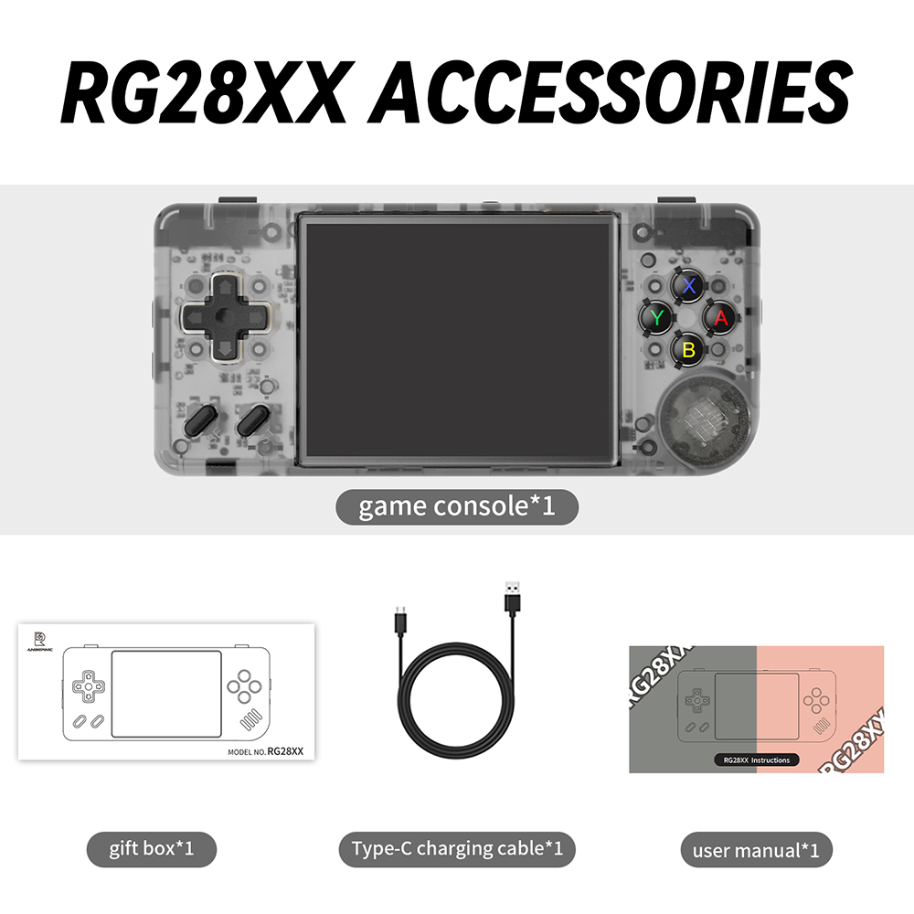 ANBERNIC RG28XX Handheld Gaming Console 32GB +128GB with 10000 Games Black